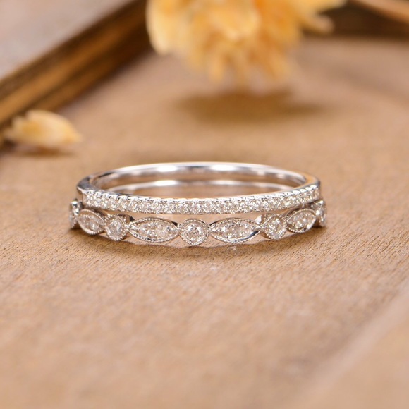 Jewelry | 2pcs Solid 925 Silver Wedding Bands Stackable Ring | Poshmark